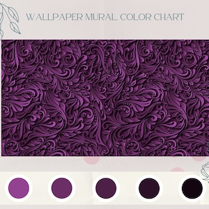Violet Floral Wallpaper 3D. Dark Accent Wallpaper Bedroom. Dinning Room ...