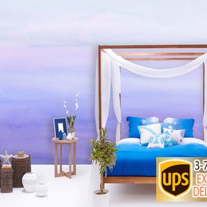 Purple Watercolor Ombre Wallpaper Bedroom Pastel Color Paint | Etsy