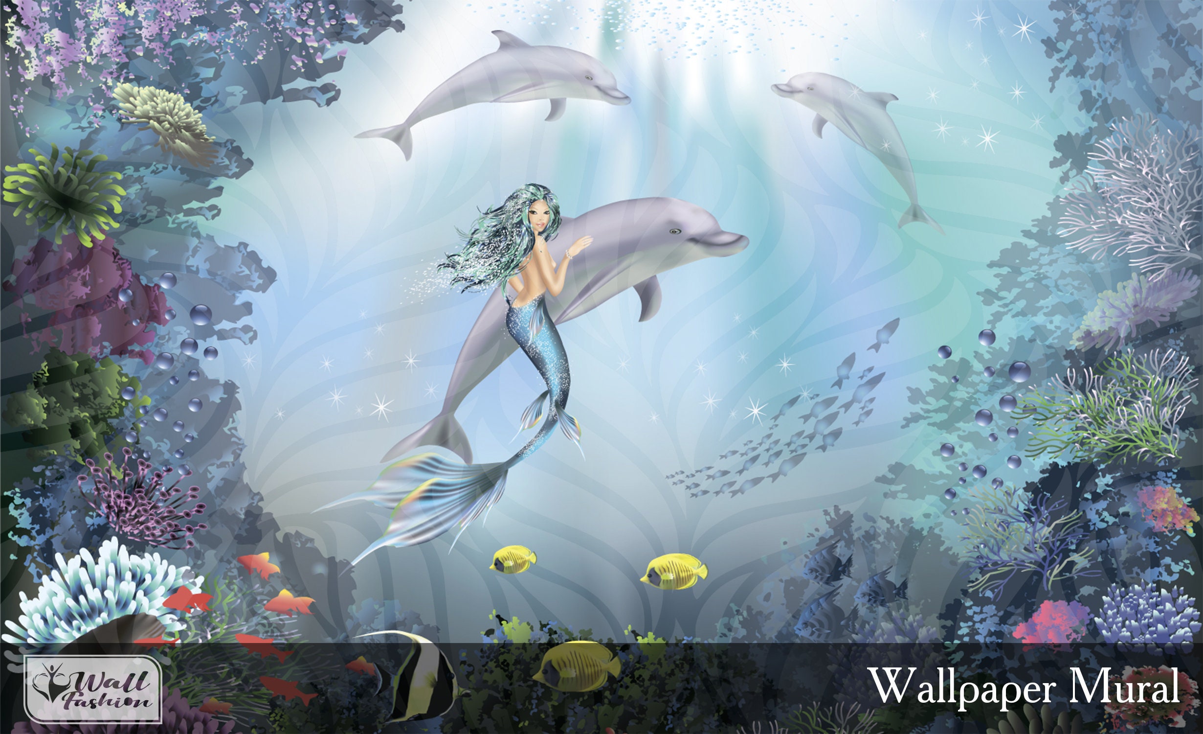 Mermaid Wallpaper for Girl Nursery. Underwater Wallpaper Kid | Etsy