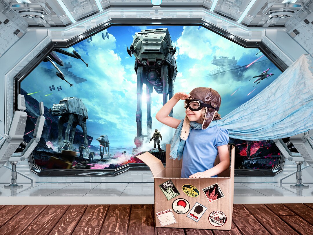 Star Wars Wallpaper Teen Boy Girl Room, Spaceship Wall Mural Kid ...
