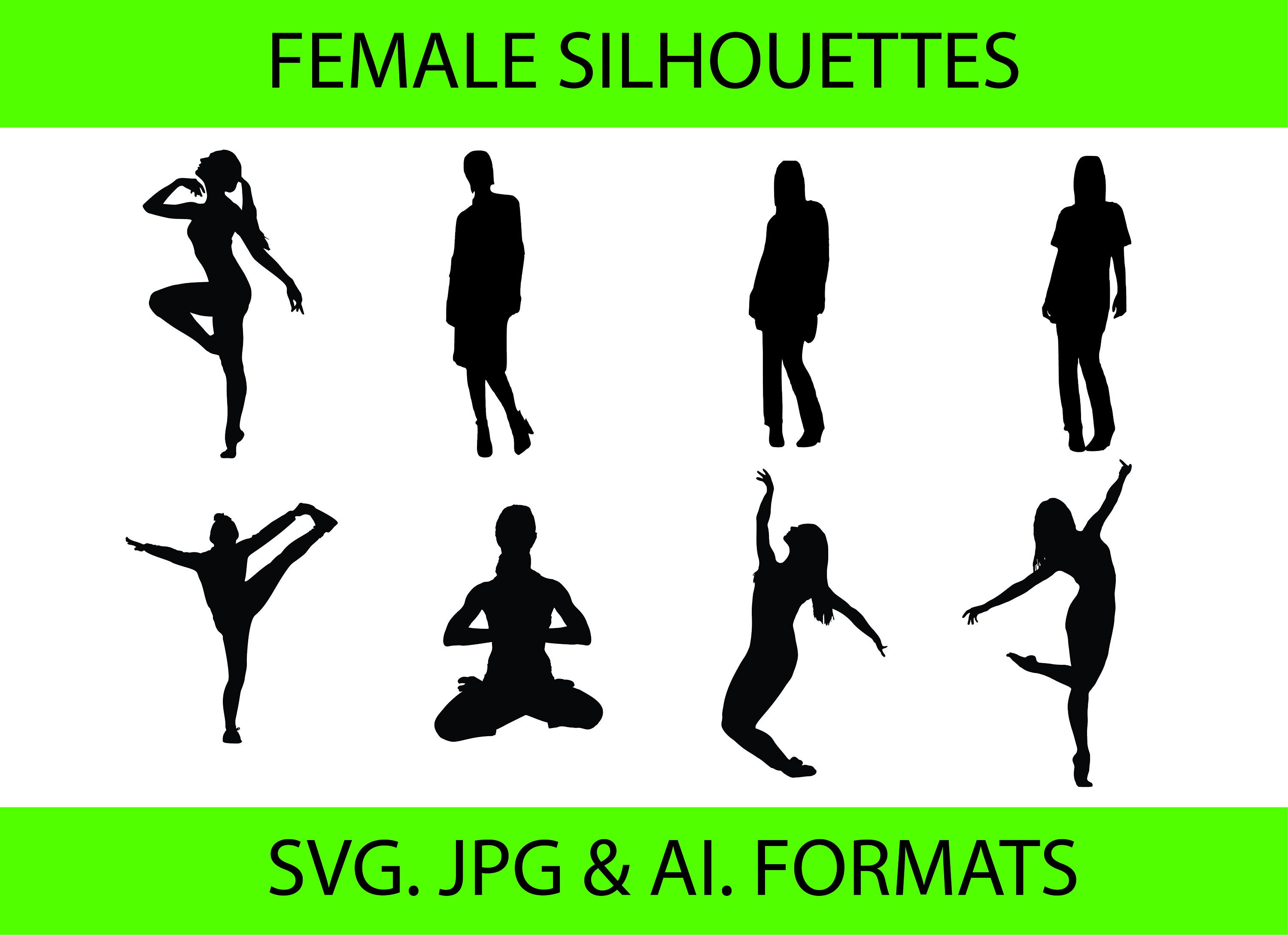 Female Silhouette Bundle | Digital Download | Female SVG, Woman Vector ...