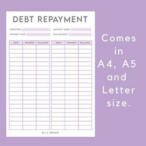Debt Repayment Printable - Etsy