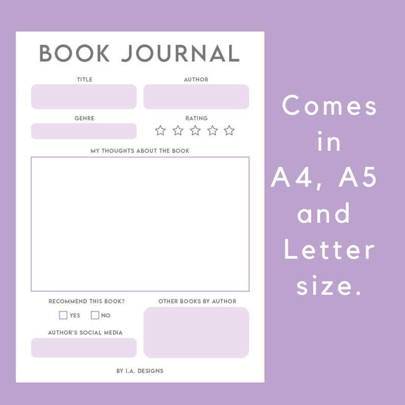 Book Journal Printable - Etsy