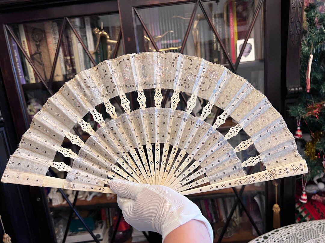 Antique Bone Fan. Spanish Antique Fan. Antique Fan for Church.antique ...