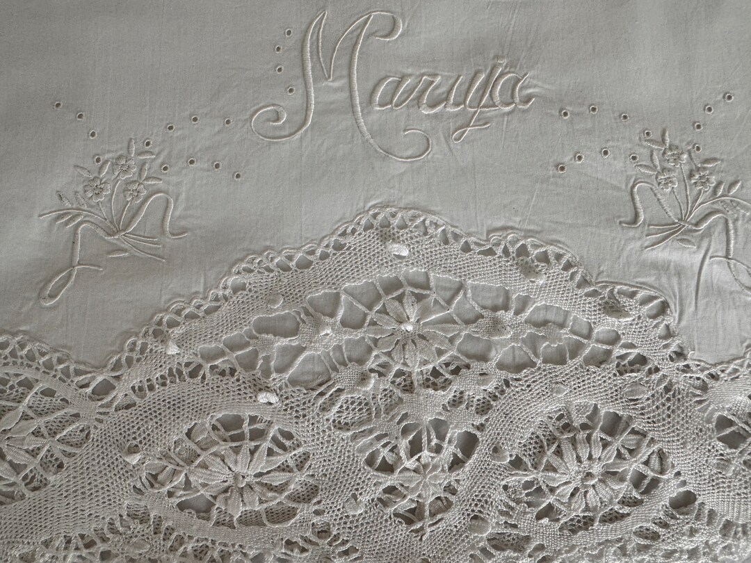 Vintage Cambric Bed Linen Set. French Bed Linen. Antique Linens With ...