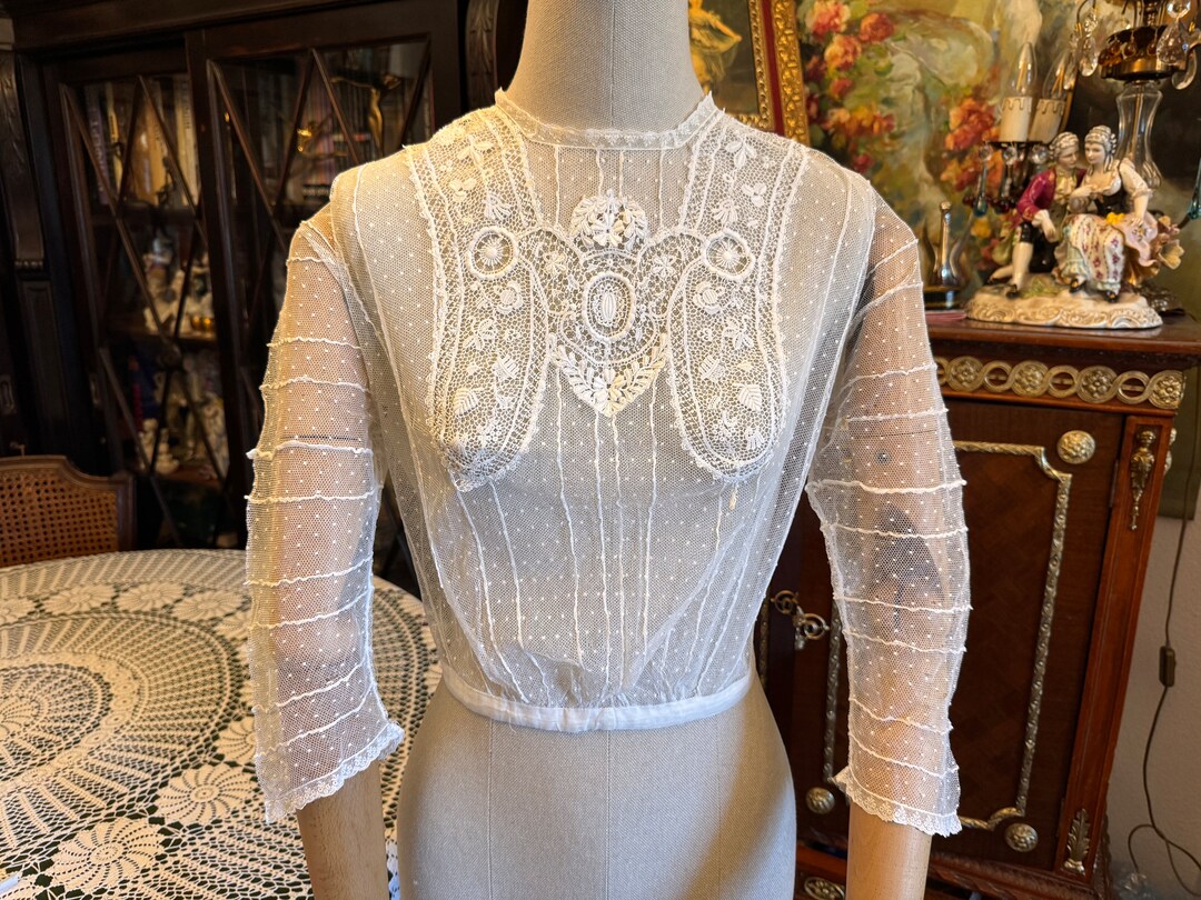 Antique Edwardian Lace Blouse, White Lace Blouse. Blouse 1910 - Etsy