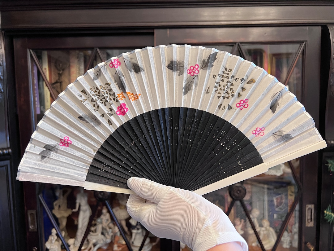 Vintage Spanish Fan Fabric and Wood Hand Folding Fan Hand Painted - Etsy