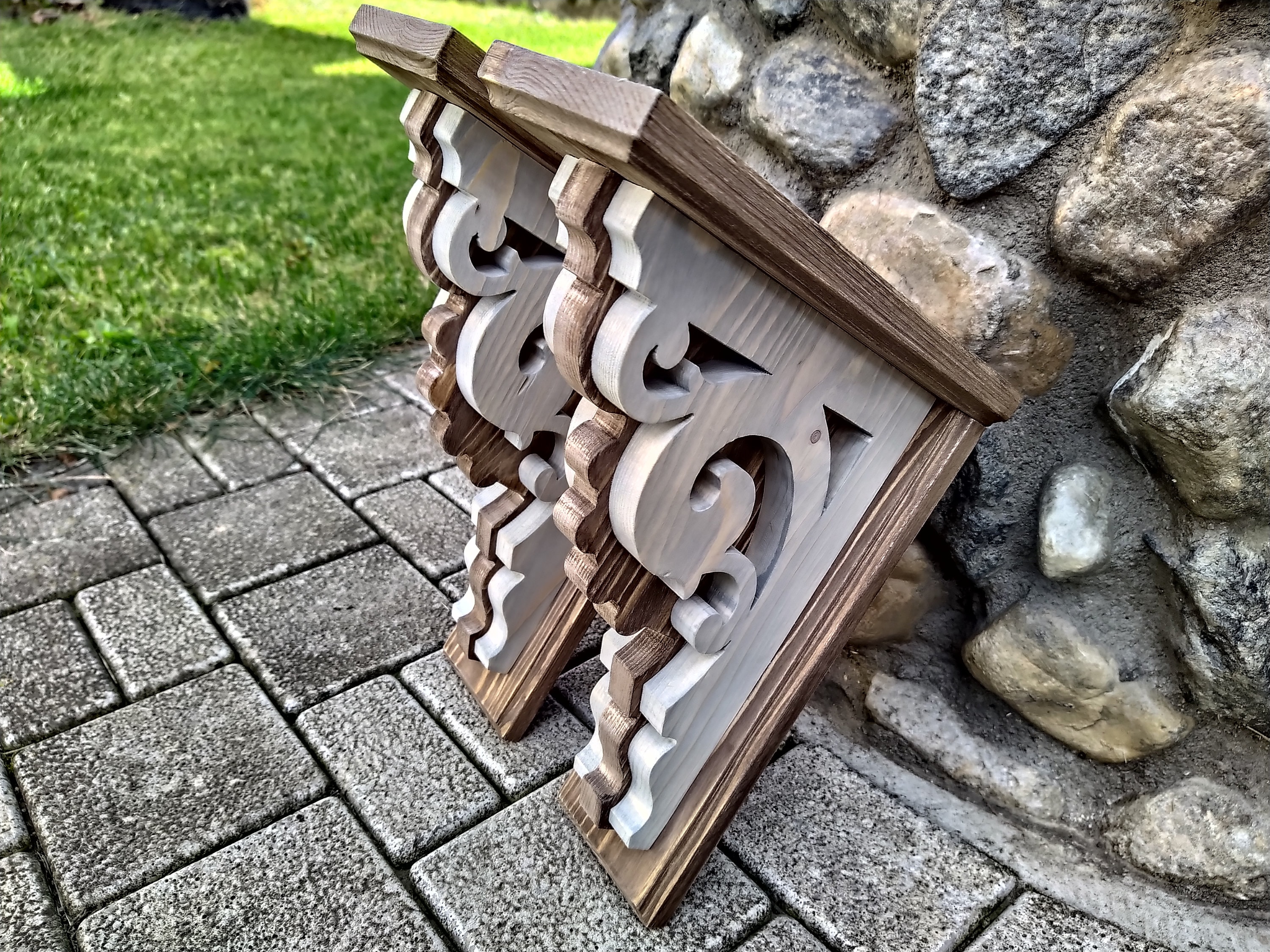 2 Wooden Corbels Painted - Etsy