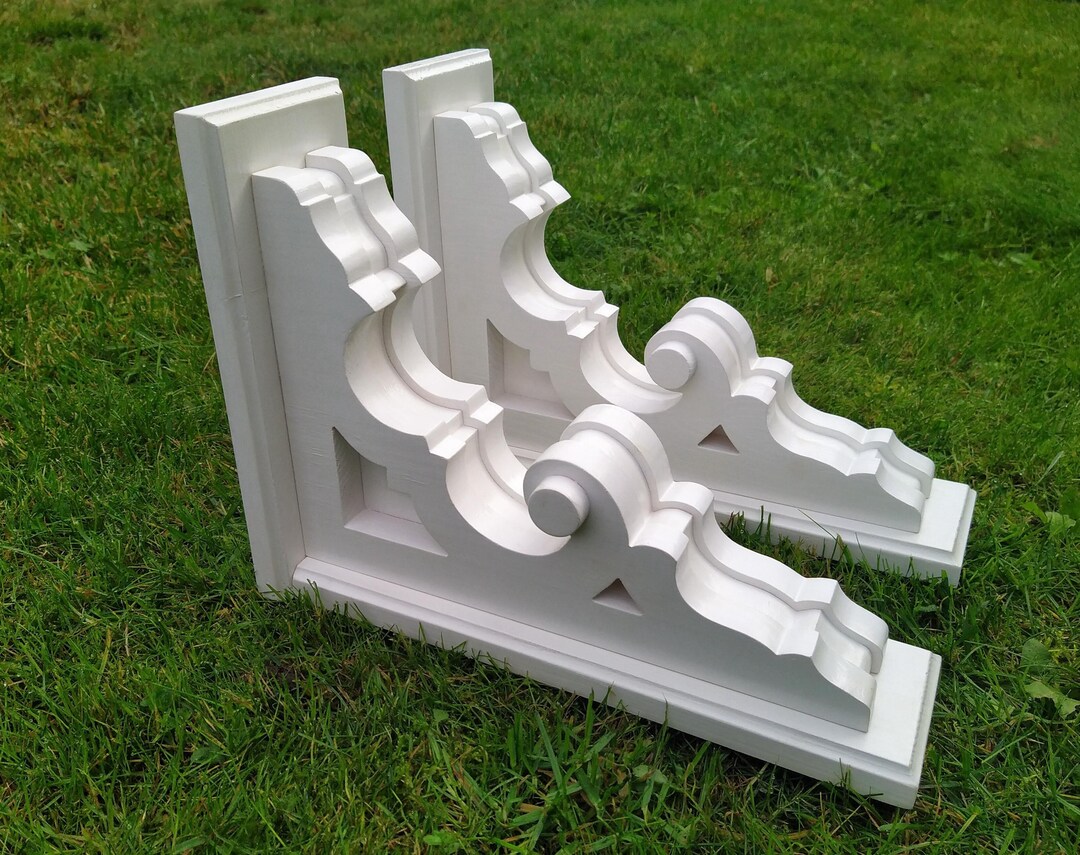 White Wooden Wall Brackets Set of 2 - Etsy