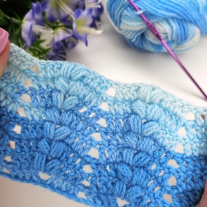 Crochet Pattern Puff Ripple Stitch Blanket, Afghan, Rug, Stitch Step by ...