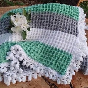 Crochet Pattern Waffle Stitch Blanket, Afghan, Rug, Step by Step +video ...