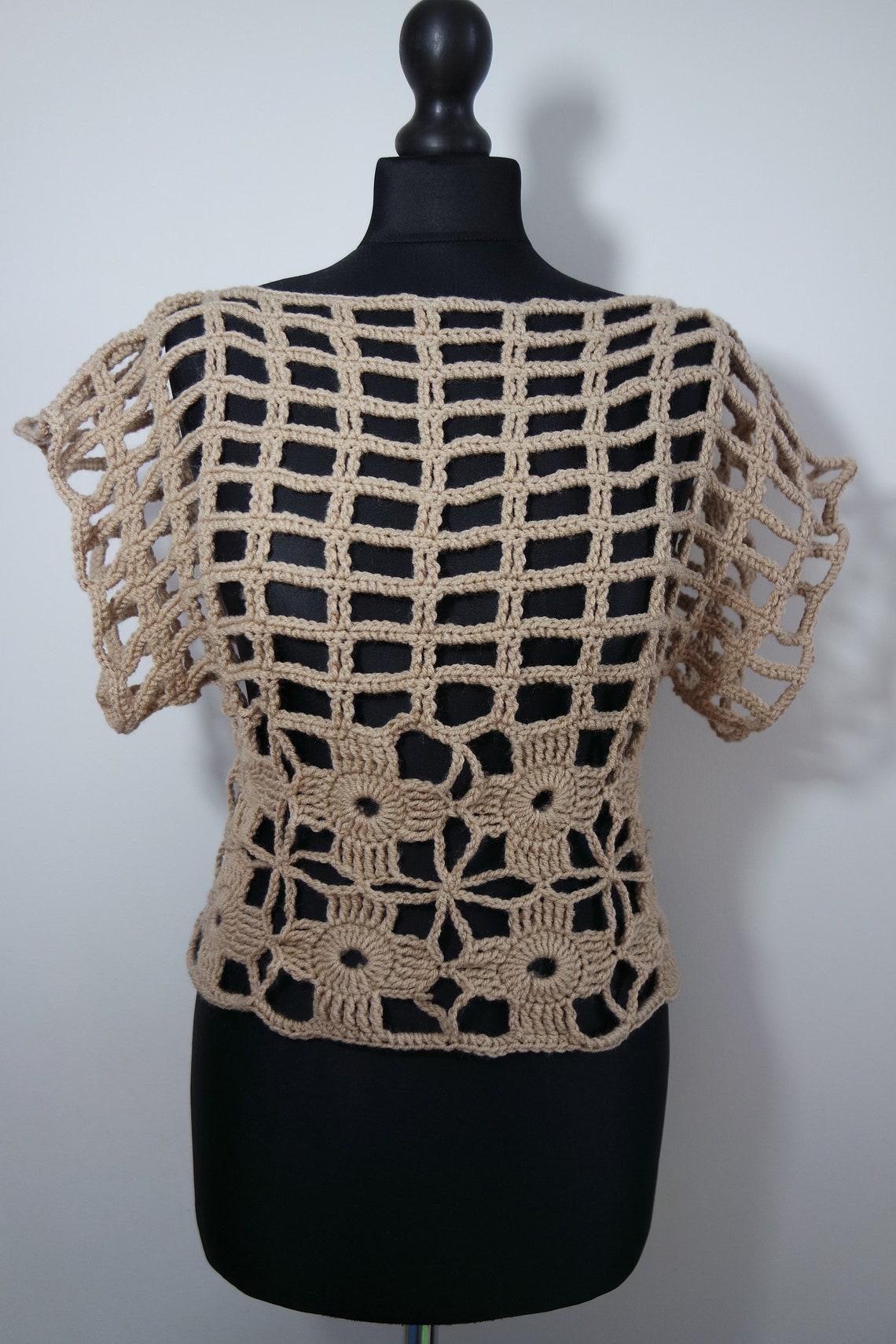 Crochet Easy Beige Top All Sizes Pattern Pdf 156 | Etsy