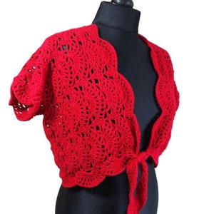 Very Easy Crochet Red Shell Bolero Pattern Pdf + Video - Etsy