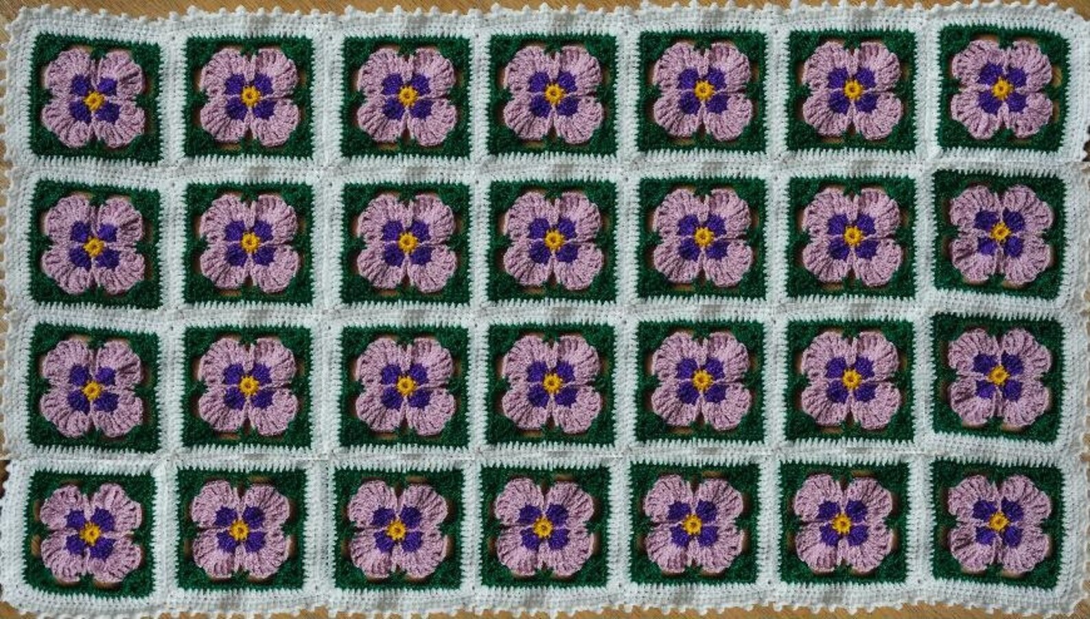 Crochet Violets Flowers Blanket Afghan Pattern by Marifu6a | Etsy