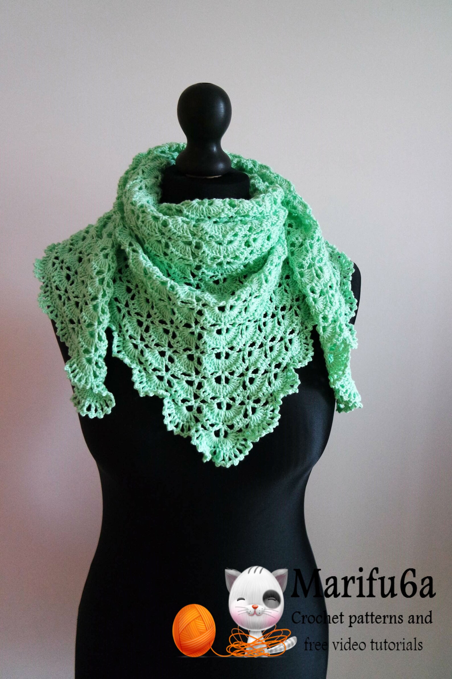 Spring Crochet Triangle Wrap Shawl Pattern Pdf 83 by Marifu6a | Etsy