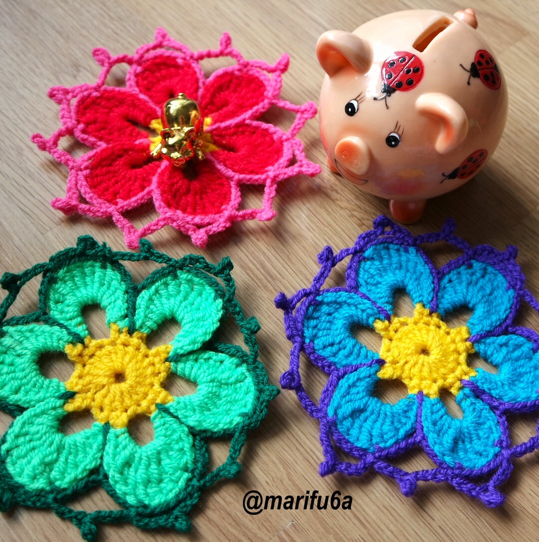 Crochet Pattern Flower Hot Pad, Coaster, Doily +video - Etsy