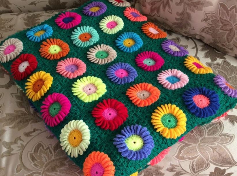 Crochet Pattern 3D Big Spiral Flower Blanket Afghan Rug Pdf + Video - Etsy