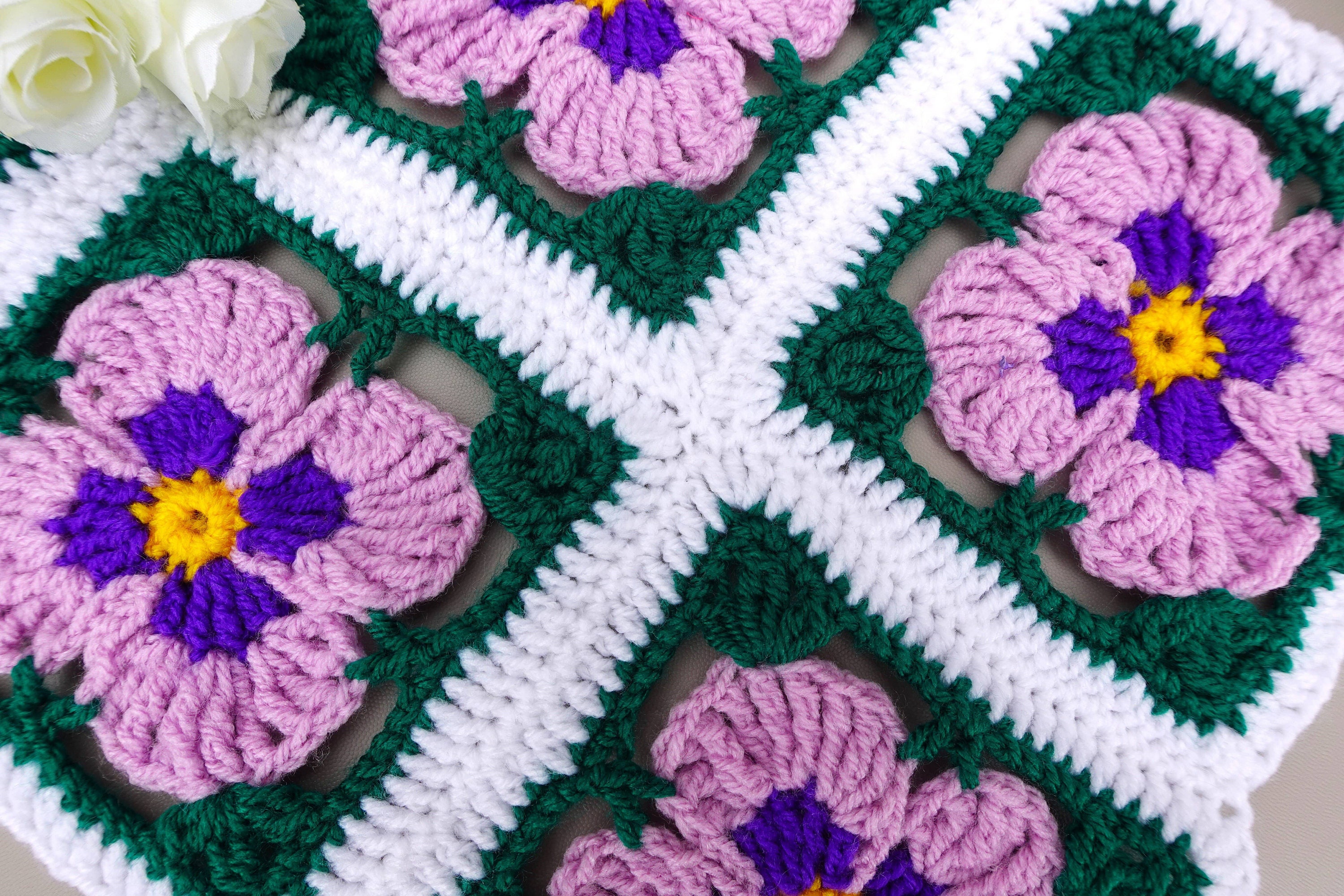 Crochet Violets Flowers Blanket, Afghan Pattern Pdf + Video - Etsy