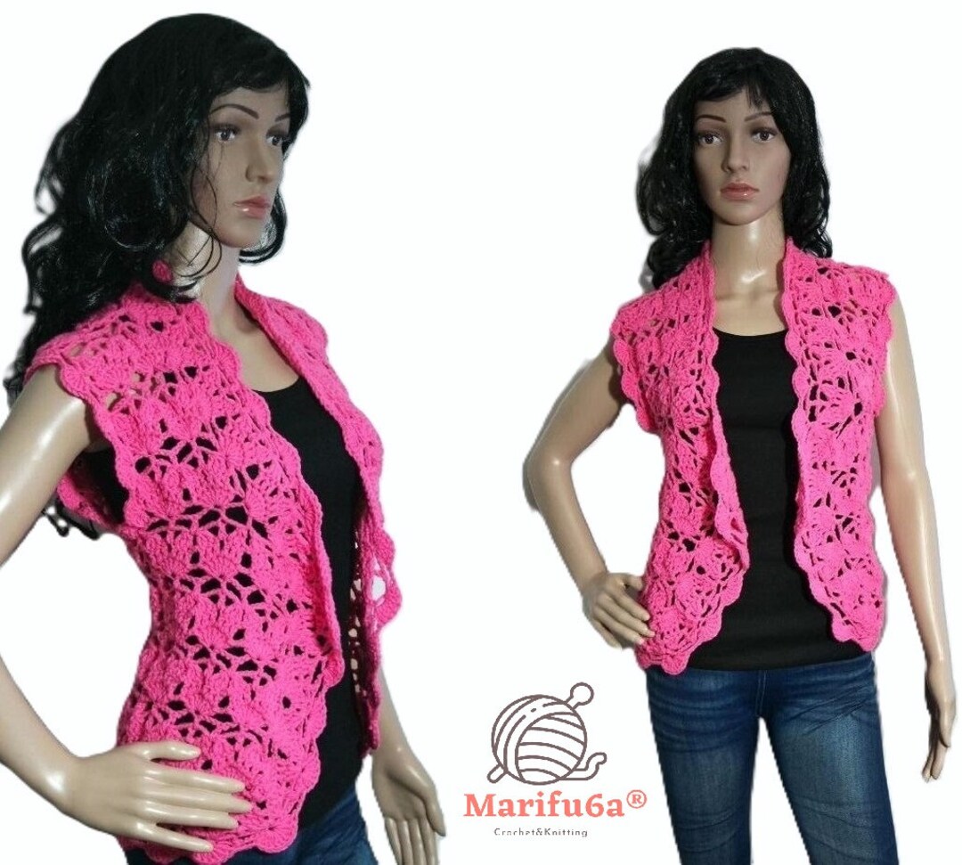 Crochet Pattern Easy Pink Vest, Jacket Tutorial + Video - Etsy