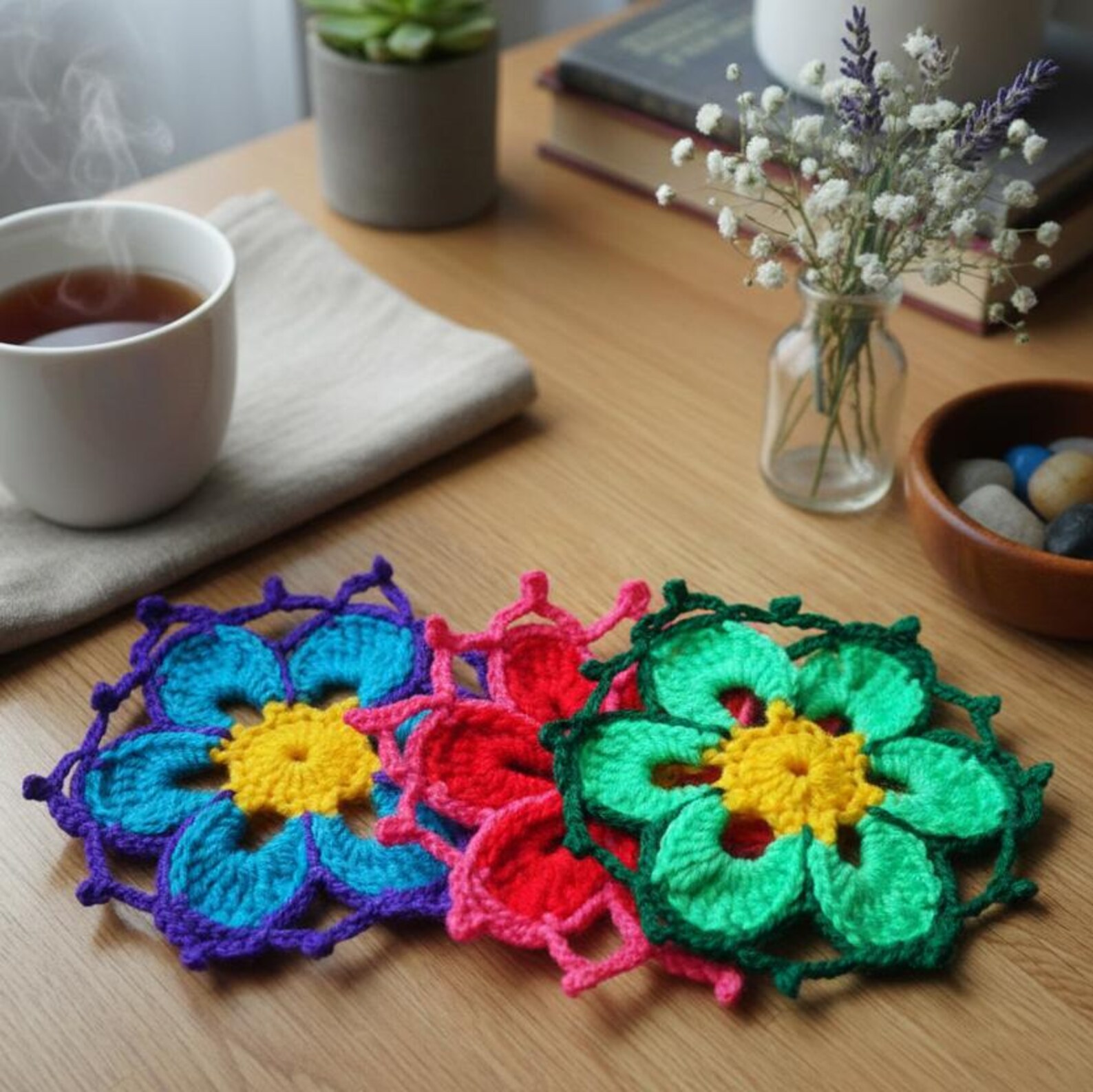 Crochet Pattern Flower Hot Pad, Coaster, Doily +video - Etsy