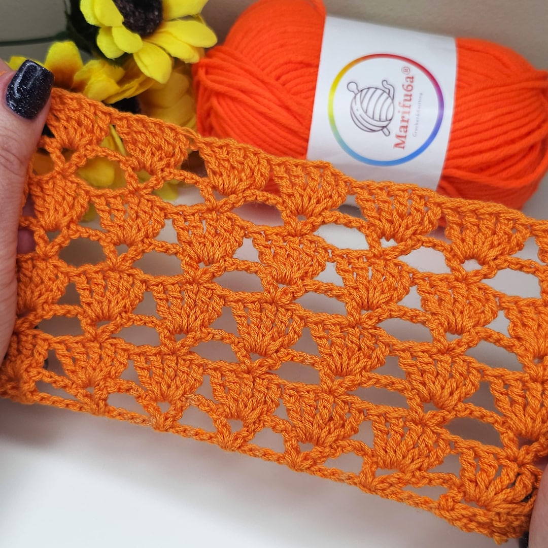 Crochet Pattern Column Shell Stitch Blanket, Afghan, Rug, Stitch Step ...