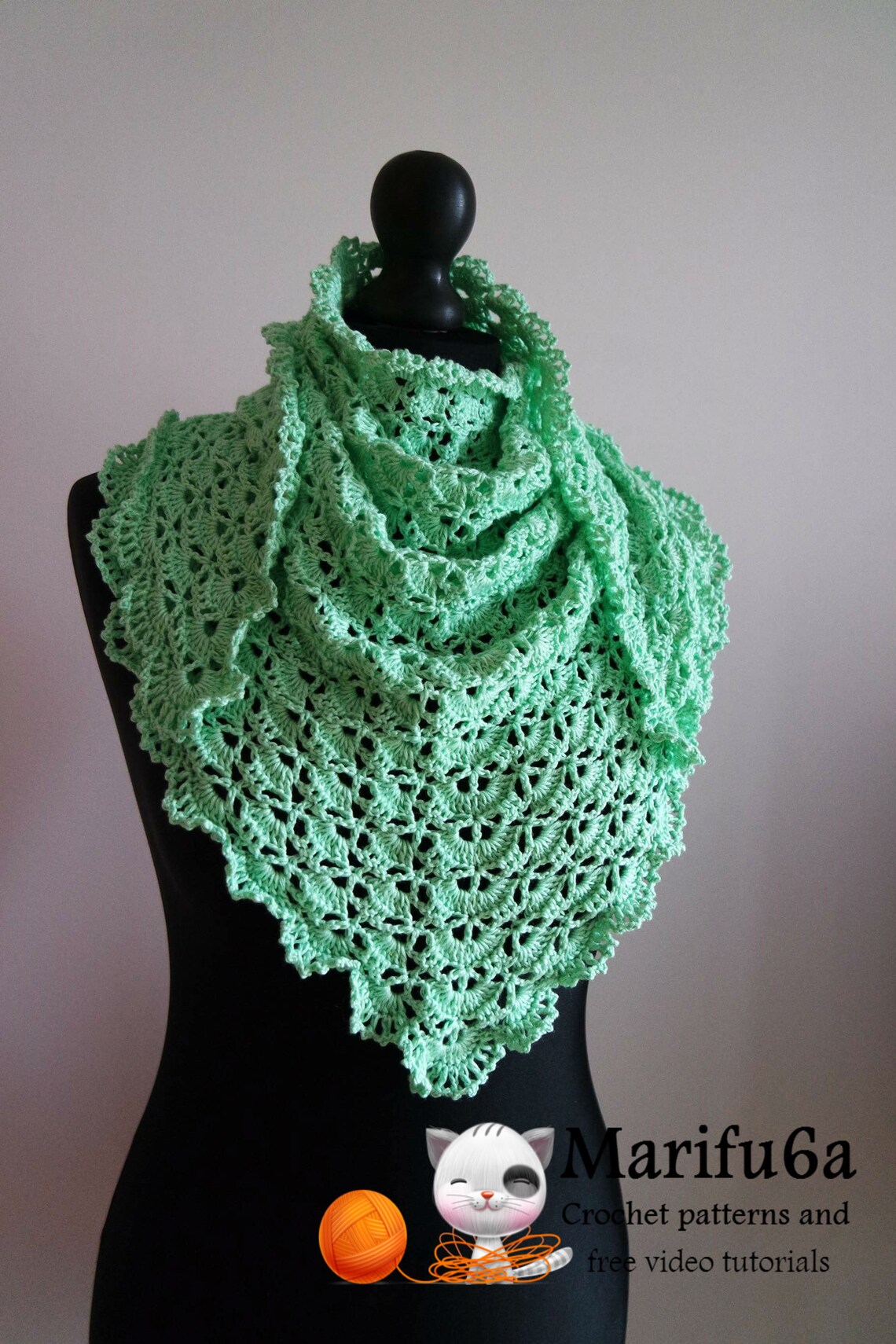 Spring Crochet Triangle Wrap Shawl Pattern Pdf 83 by Marifu6a | Etsy