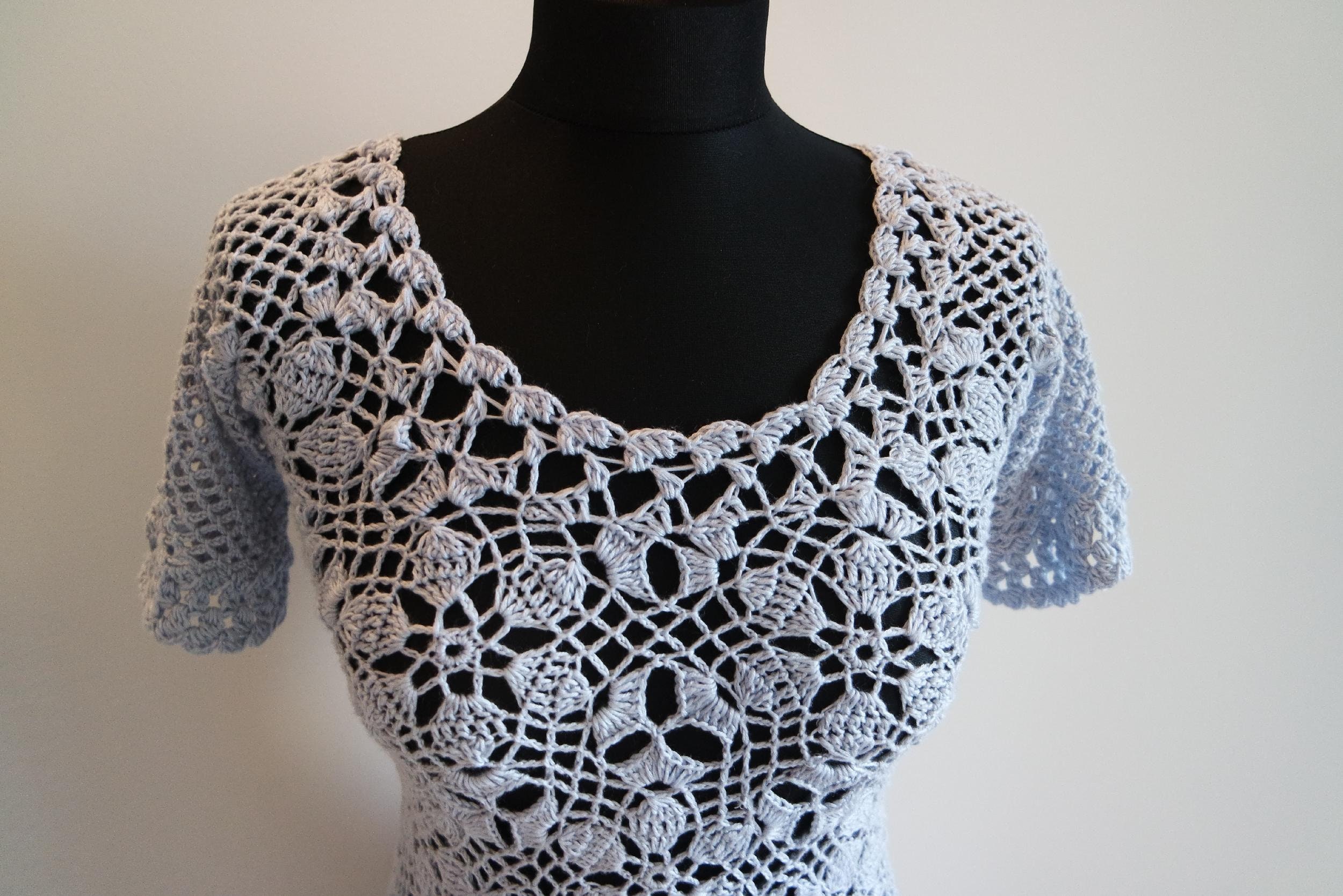 Crochet Grey Dress With Motifs Pattern Pdf 122 by Marifu6a | Etsy