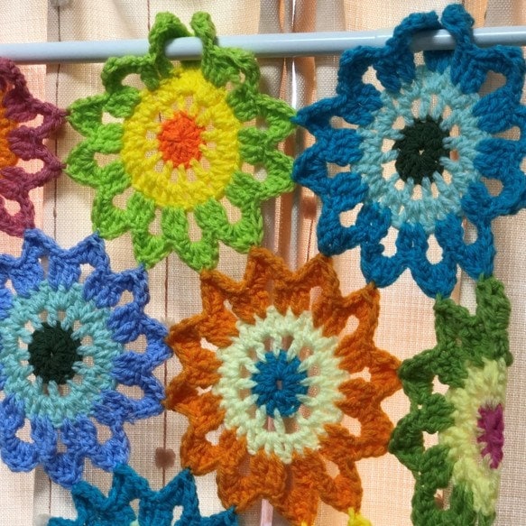 Crochet Pattern flower Colorful Curtains by Marifu6a - Etsy
