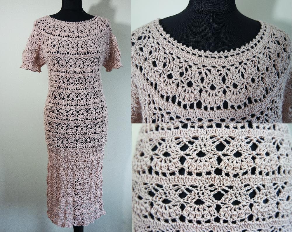 Crochet Beige Dress All Sizes Pattern Pdf 164 - Etsy