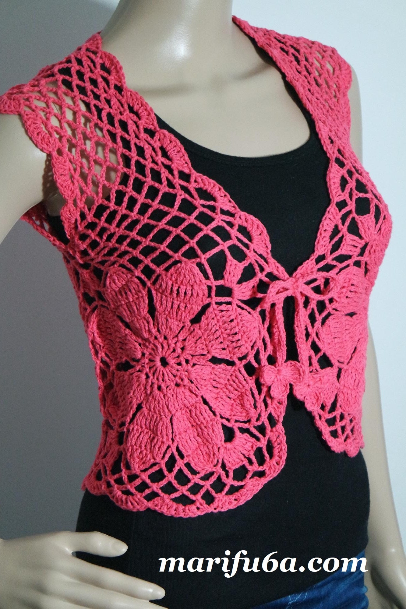 Crochet pattern coral flower bolero shrug by marifu6a | Etsy