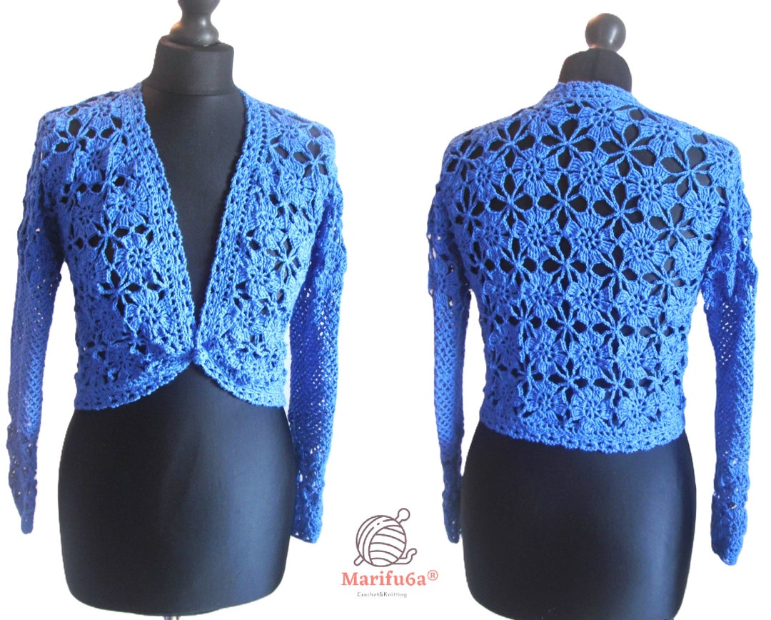 Elegant Crochet Jacket With Motifs Pattern Pdf Tutorial + Video - Etsy