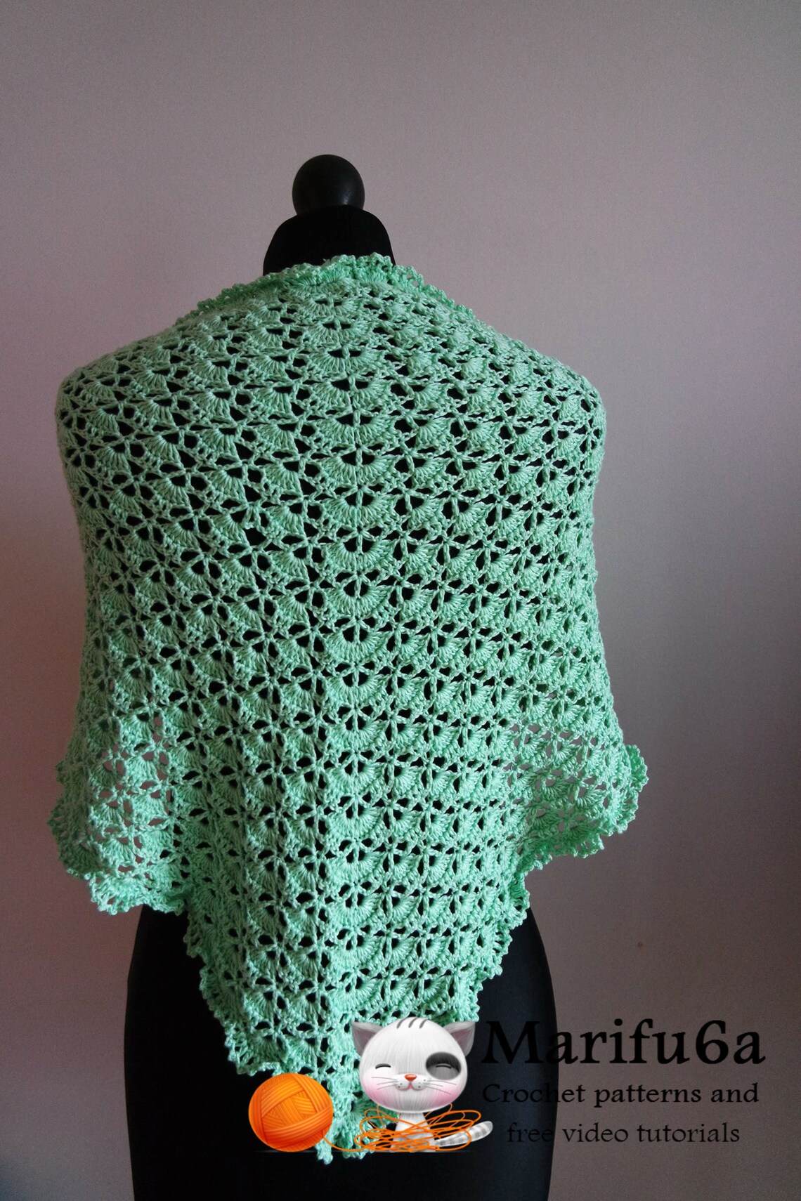 Spring Crochet Triangle Wrap Shawl Pattern Pdf 83 by Marifu6a | Etsy