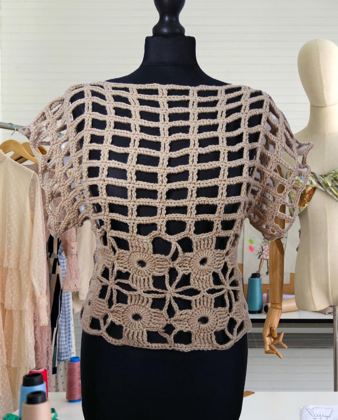 Crochet Easy Beige Top All Sizes Pattern Pdf + Video - Etsy