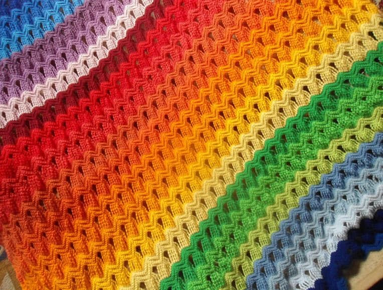 Crochet Pattern rainbow Easy Colorful Ripple Afghan, Blanket, Stitch by ...