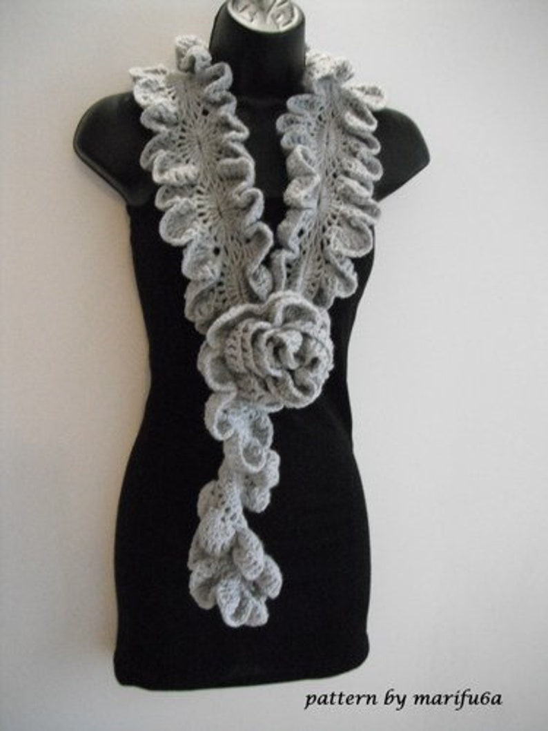 Crochet Pattern Ruffle Rose Scarf by Marifu6a Nr 09 - Etsy
