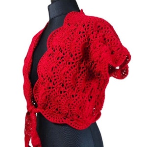 Very Easy Crochet Red Shell Bolero Pattern Pdf + Video - Etsy