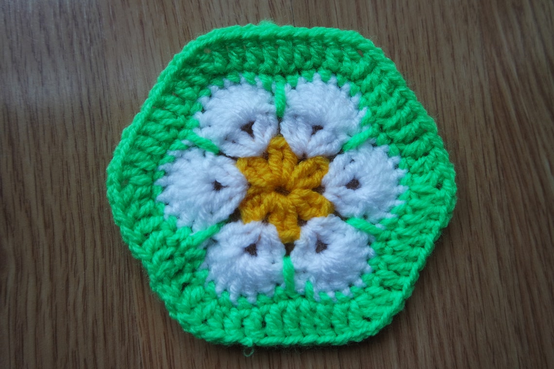 Crochet Pattern Daisy African Flower Blanket Rug Afghan Pattern Pdf ...