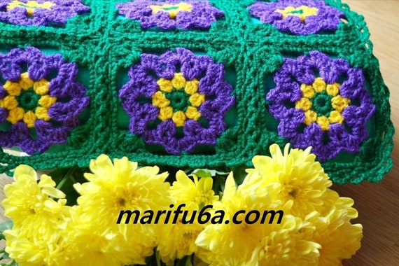 Crochet Pattern Violet Flower Blanket Afghan by Marifu6a - Etsy Ireland