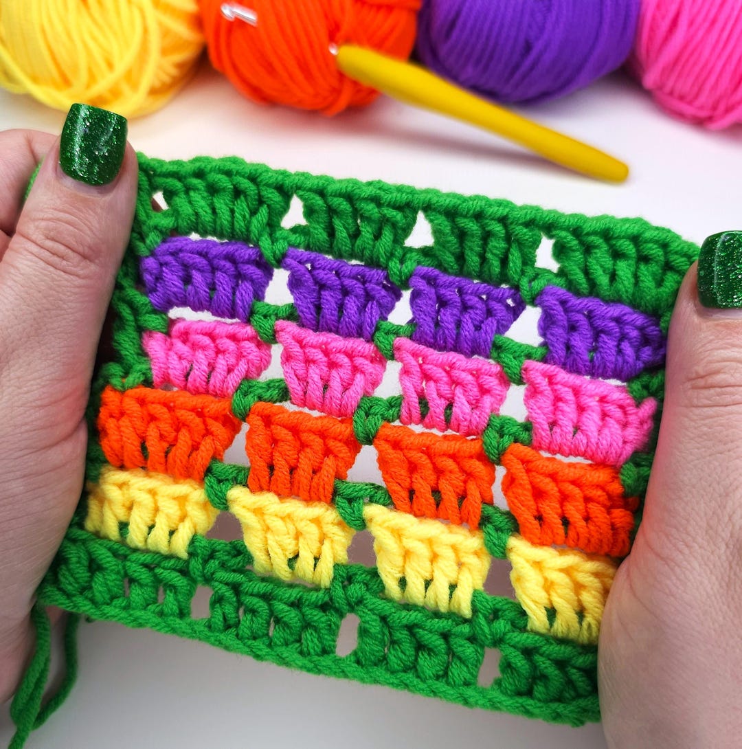 Crochet Pattern Colourful Block Blanket, Afghan, Rug, Stitch Step by ...