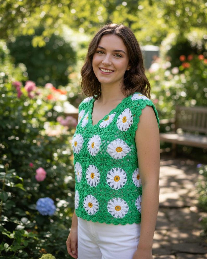 Crochet Daisy Top All Sizes Pattern Pdf + Video - Etsy