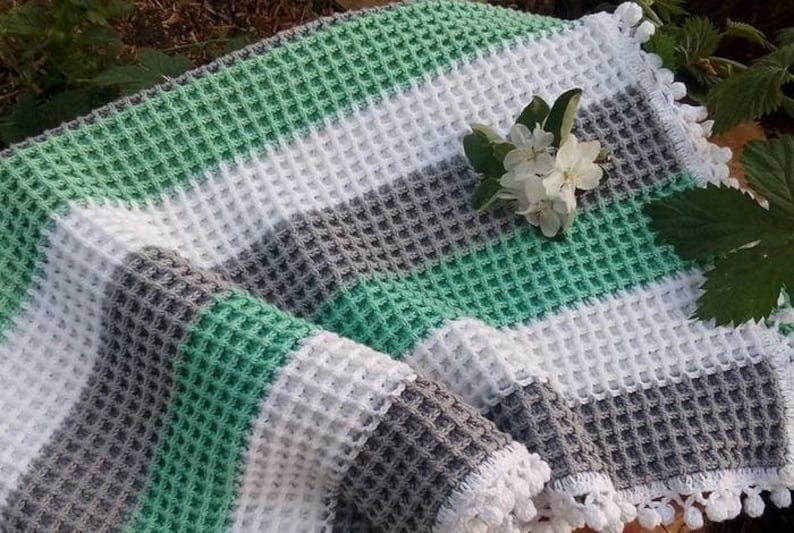 Crochet Pattern Waffle Stitch Blanket, Afghan, Rug, Step by Step +video ...