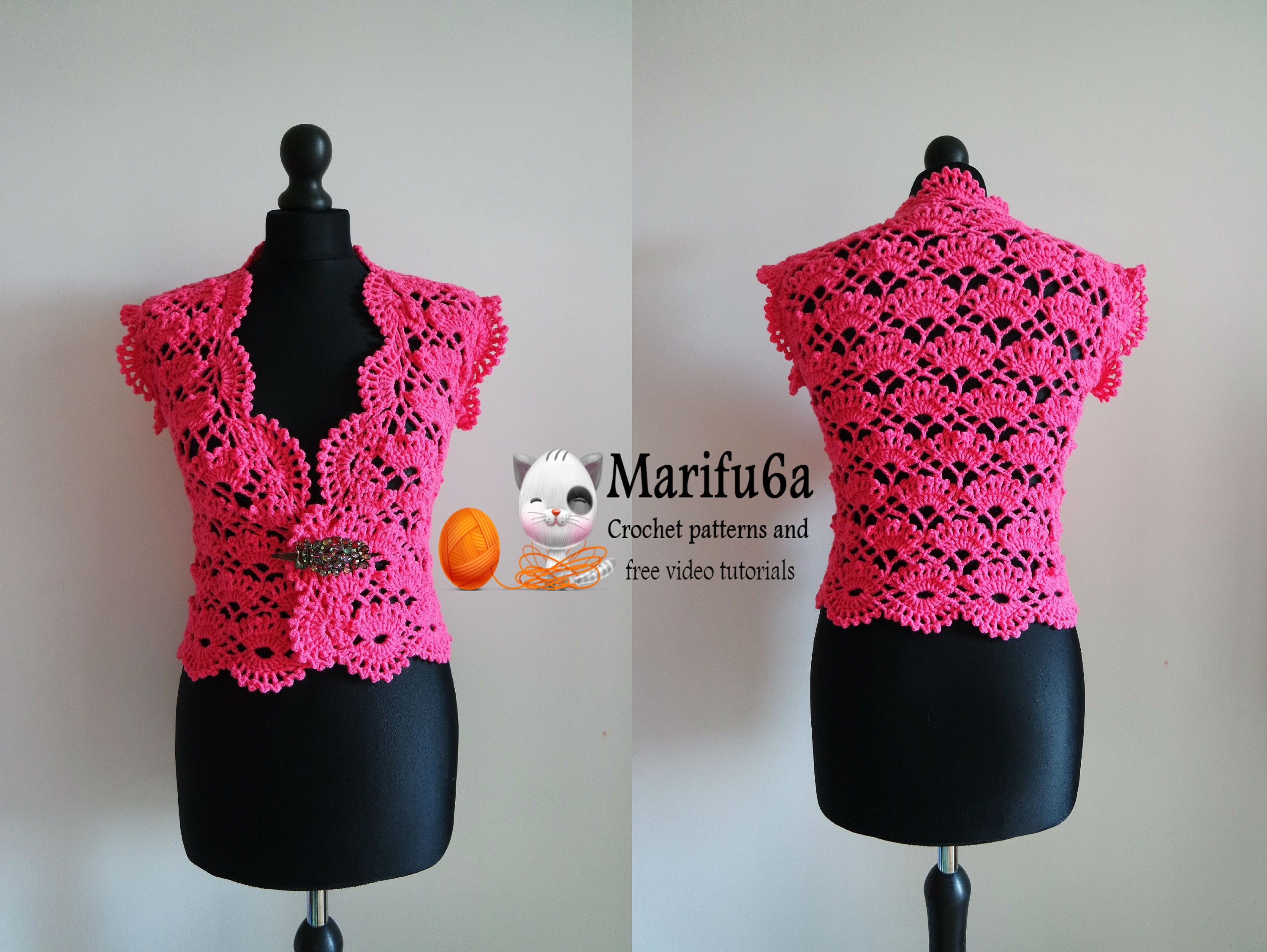 Crochet Shell Bolero Shrug Pattern Pdf 85 by Marifu6a - Etsy Ireland