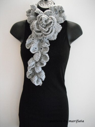 Crochet Pattern Ruffle Rose Scarf by Marifu6a Nr 09 - Etsy