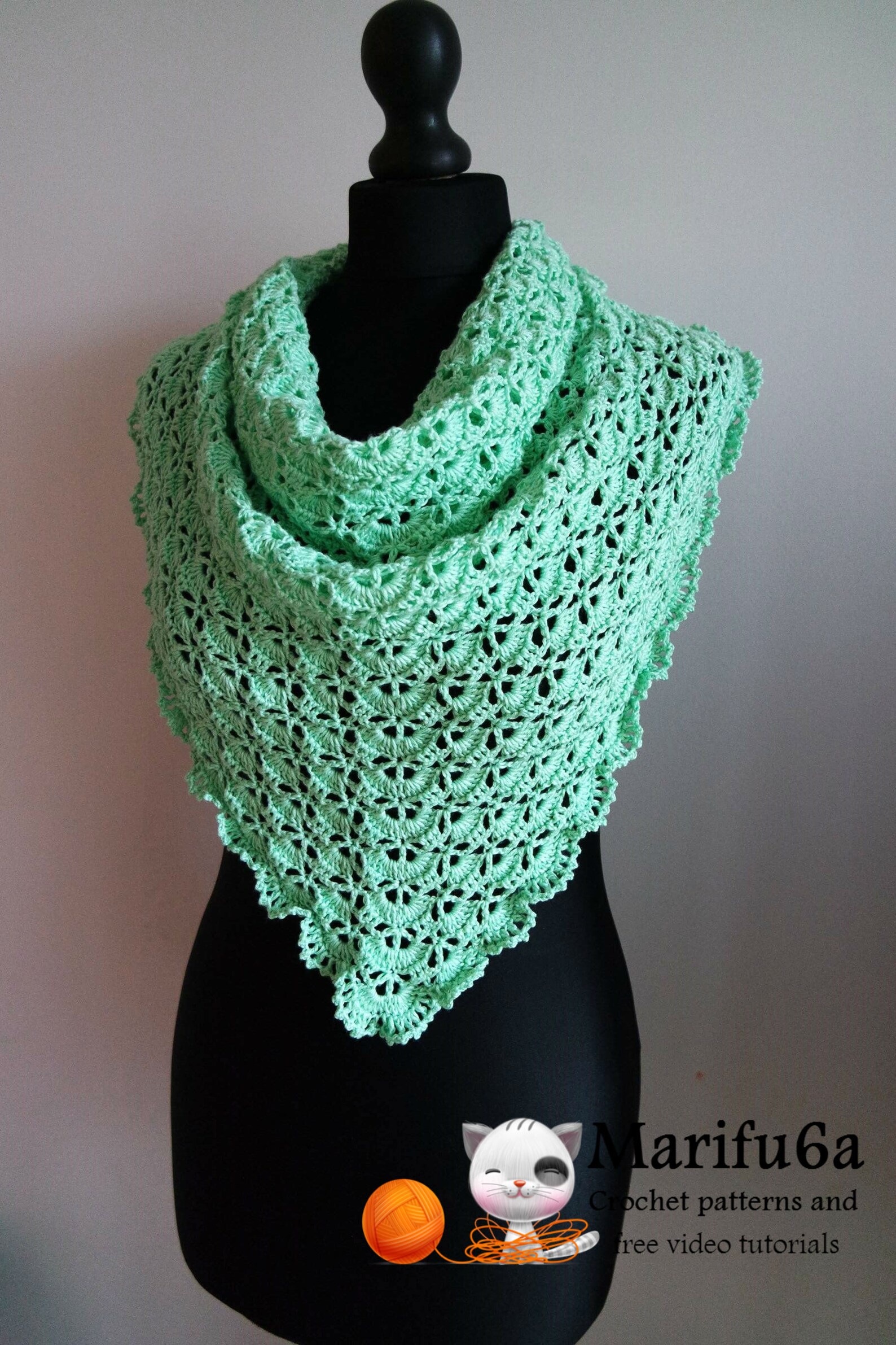 Spring Crochet Triangle Wrap Shawl Pattern Pdf 83 by Marifu6a | Etsy
