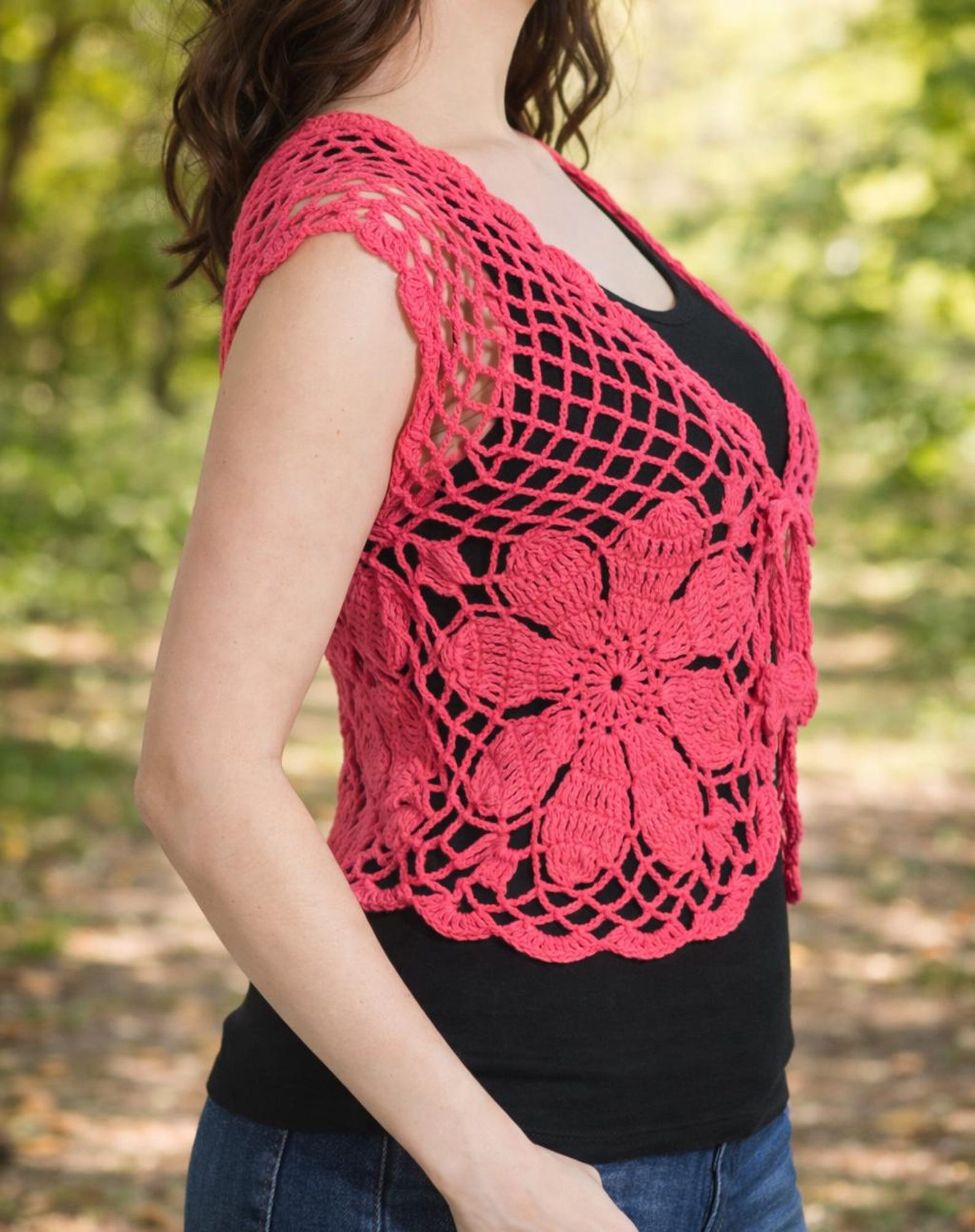 Crochet Pattern Coral Flower Bolero Shrug Tutorial + Video - Etsy
