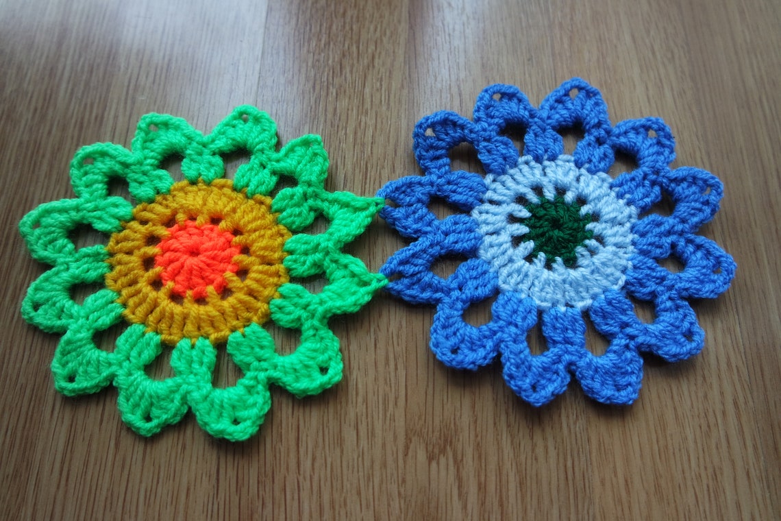 Crochet Pattern Flower Colorful Curtains Pdf + Video - Etsy