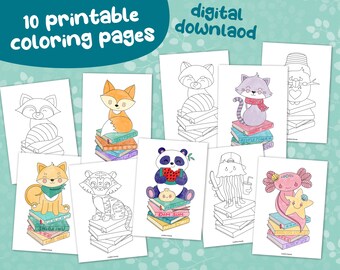 Coloring Stacks of Books - Etsy