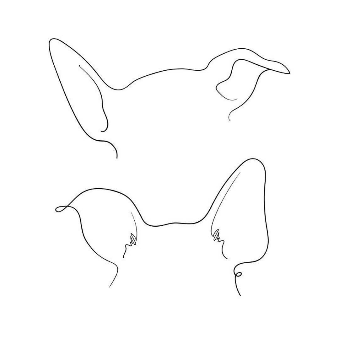 Custom Drawn Pet Ear Portrait Dog Ear Outline - Etsy