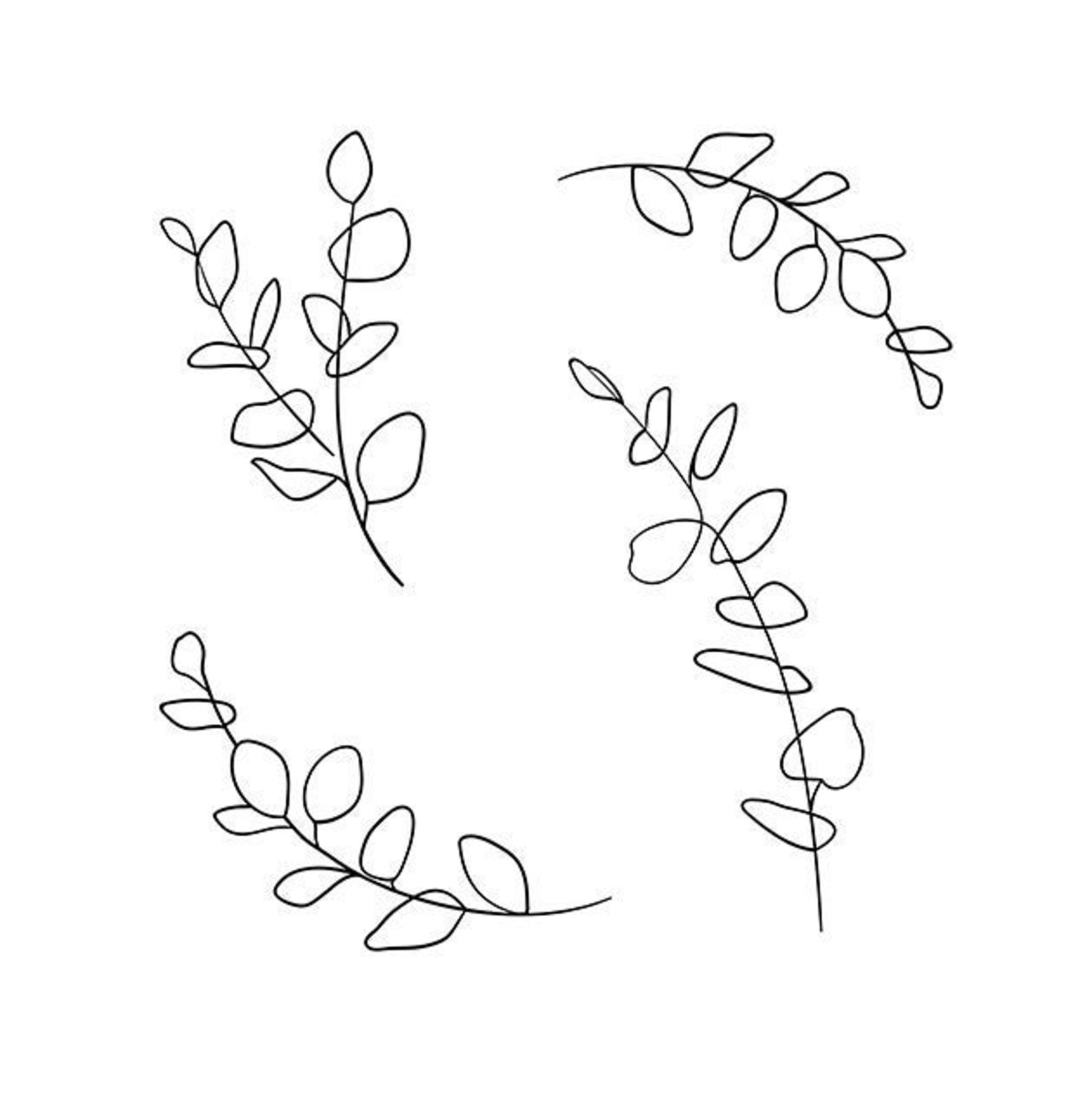 Blumenblatt svg, Blumenkranz svg, Eukalyptus Clipart Linie Kunst ...