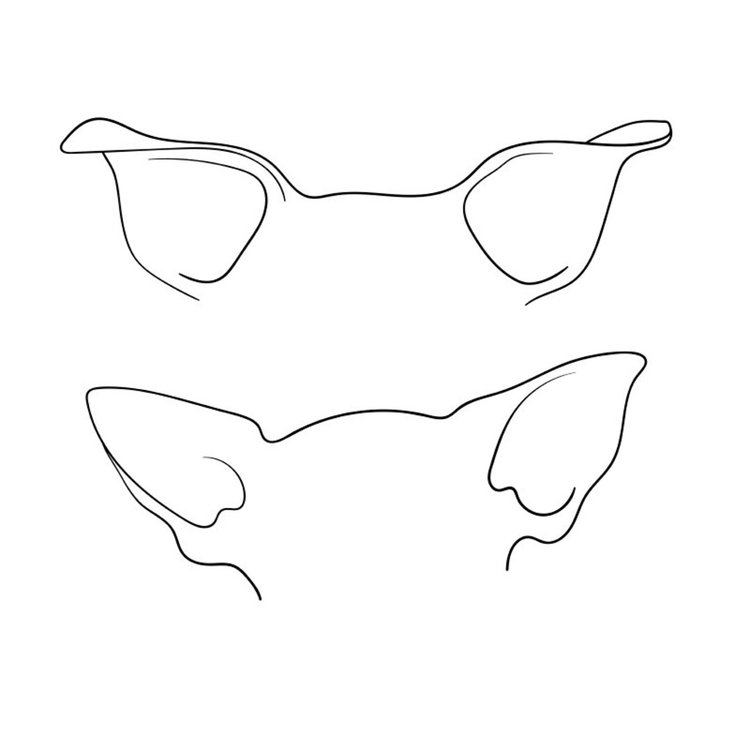 Dog Ear Outline, Pet Line Art, Dog Ears Drawing - Etsy